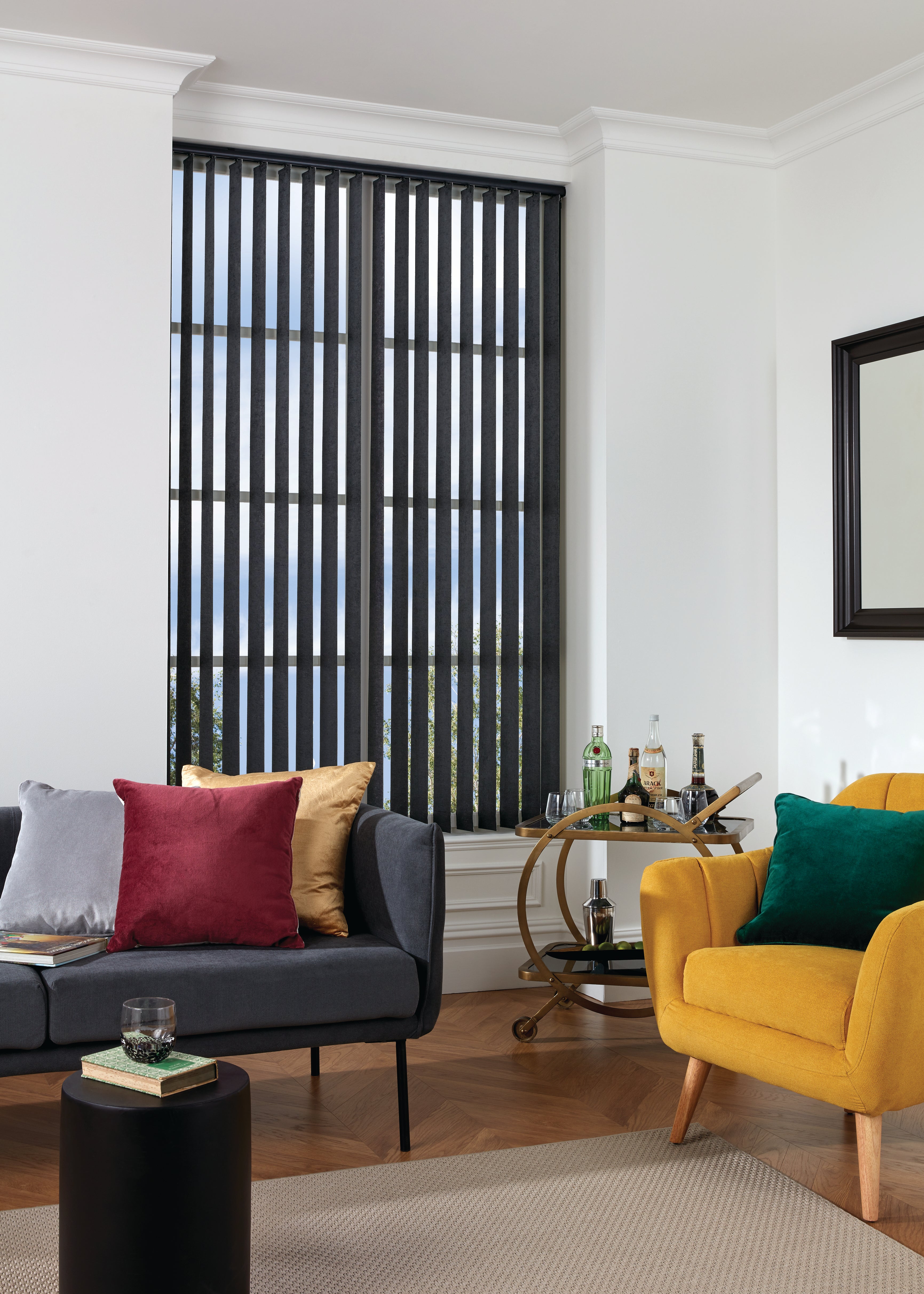 London Slate Cotton Flower Vertical Blind – Save On Blinds