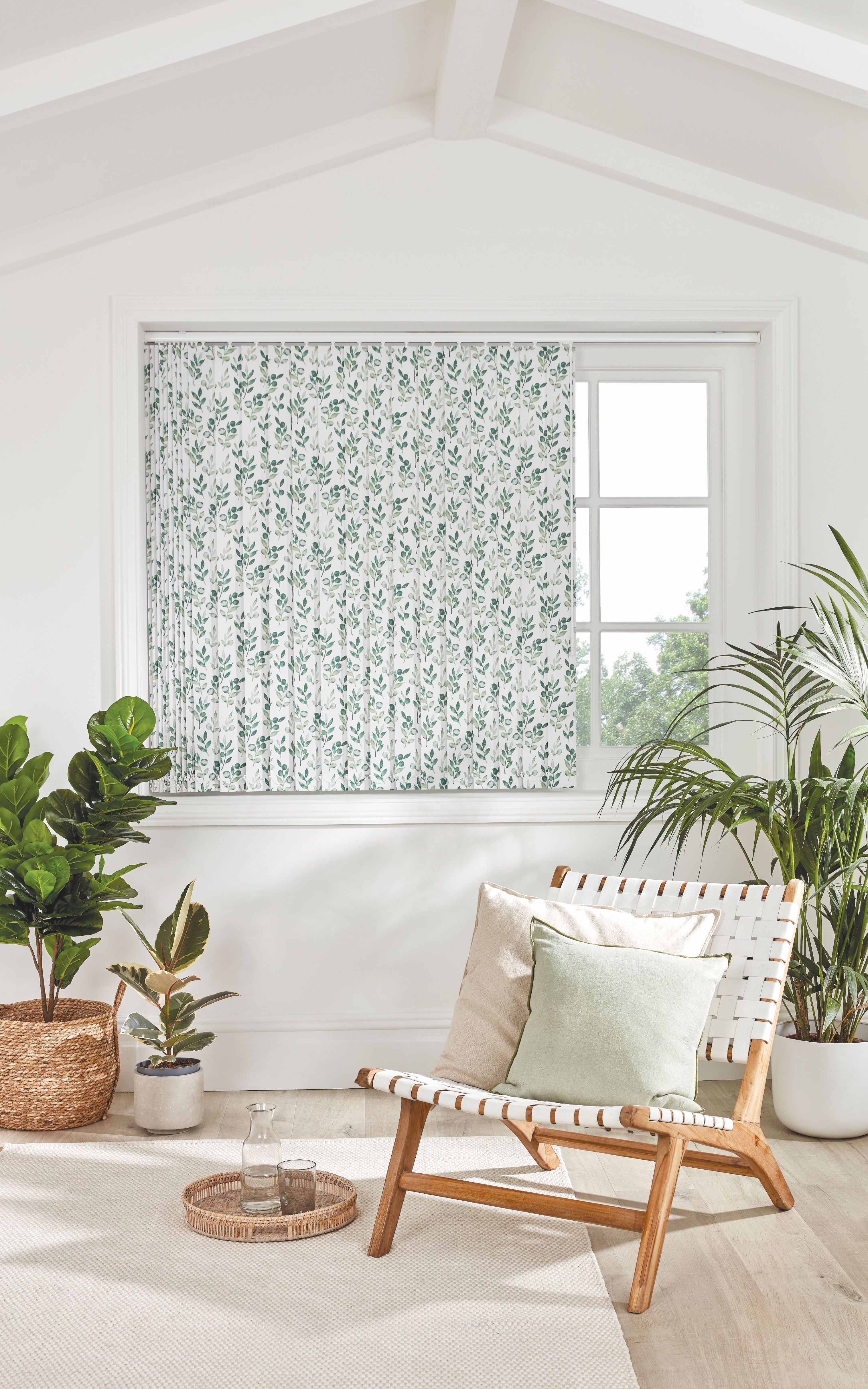 Olive Eden Bedroom closeup Vertical Blind – Save On Blinds