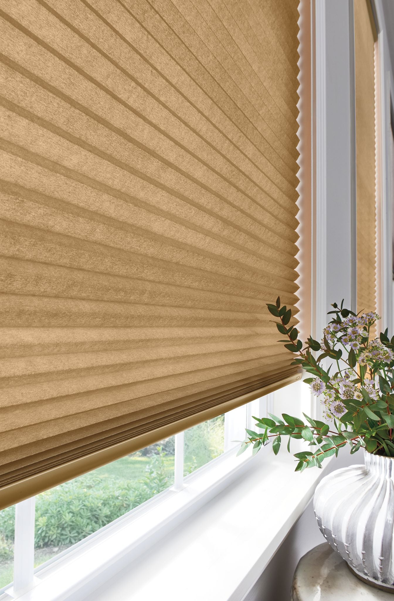 Tan shade motorized Shades – Save On Blinds